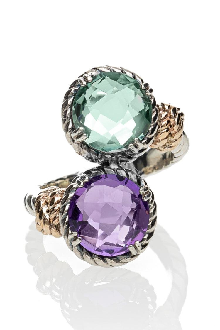 ANELLO DE NOBILI NODI CERCHIO INTRECCIO 2 PIETRE AN3723